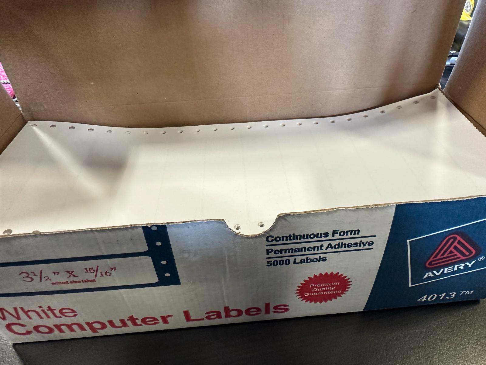 Avery Continuous Form White Mailing Labels for Pin-Fed Printers, 3 1/2 ...